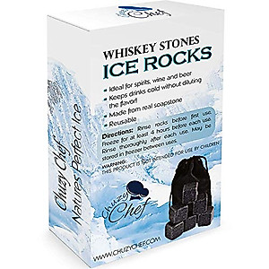 Whiskey Stones Chilling Ice Cubes - Set of 9 Whiskey Rocks Chilling Stones Reusable Whiskey Stone for Your Drinks with Velvet Gift Pouch Great Gift Idea
