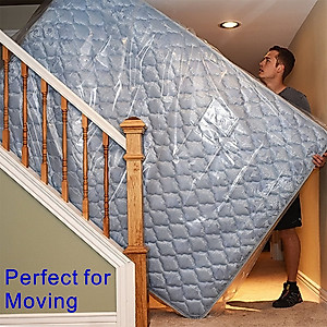 ComfortHome 4 Mil Extra Thick Sealable Mattress Bag with Adhesive Strip for Moving and Storage, Heavy Duty, Fits Twin Full and Queen Size, 2 Pack