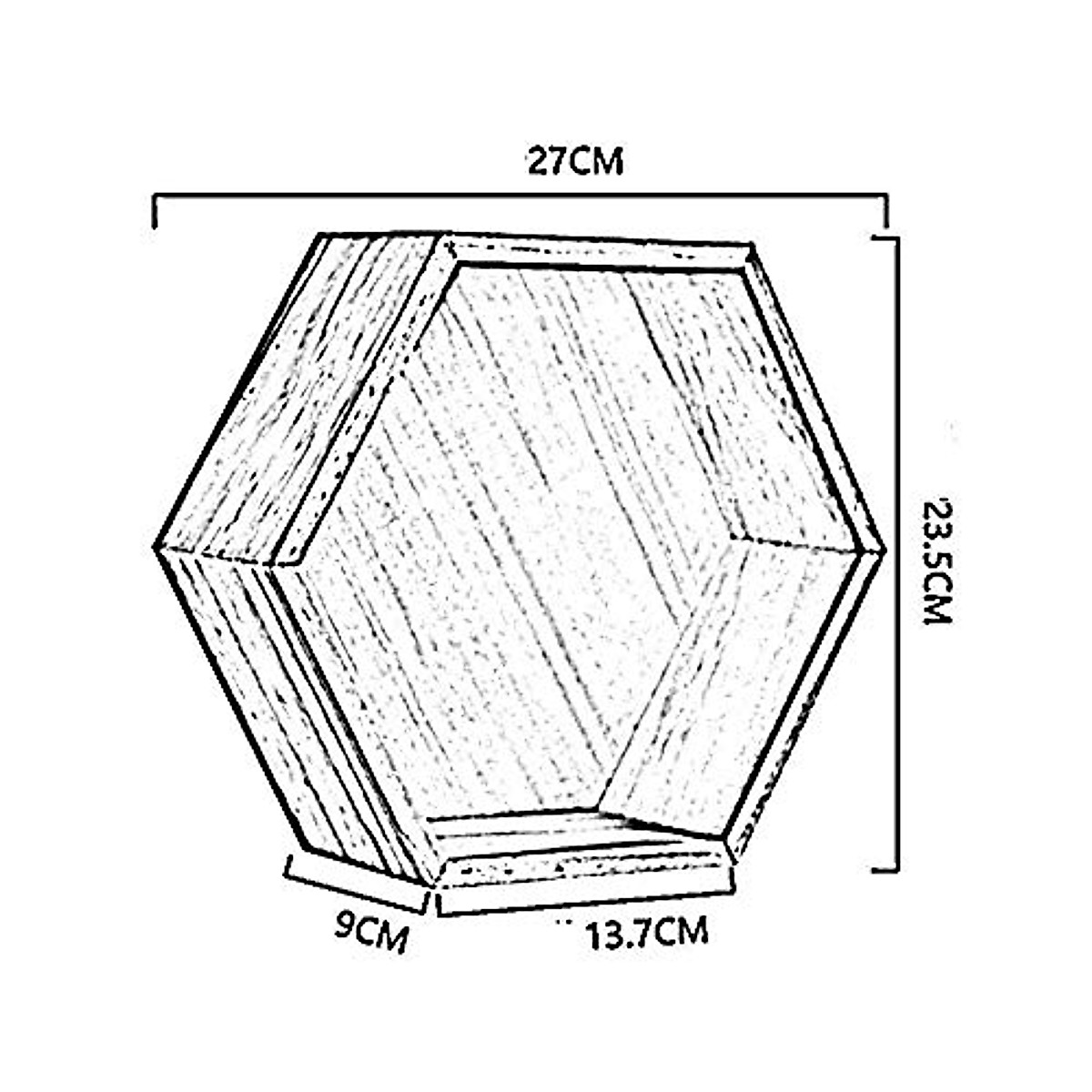 PIBM Stylish Simplicity Shelf Wall Mounted Floating Rack Shelves Retro Hexagon Solid Wood Storage Bedroom Easy to Install,3 Colors, Yellow , 27x9x23.5cm