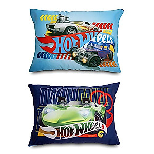 Hot Wheels Race Car 4-Piece Toddler Bedding Set - Includes Quilted Comforter, Fitted Sheet, Top Sheet, and Pillow Case, 28" x 52"