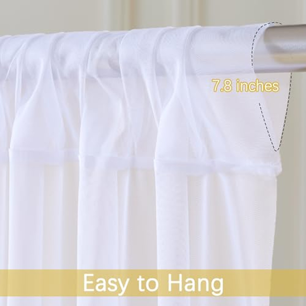 Tao-Ge 10ft x 10ft White Sheer Tulle Backdrop Curtains for Party Wedding Wrinkle Free Curtain Backdrops Drapes for Baby Shower Birthday Party Photo Back Drop Background Home Decorations