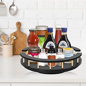 Lazy Susan Turntable for Cabinet, Wood Lazy Susan Organizer for Table, Large Rotating Vanity Tray for Countertop, 360 Turntable Lazy Susan for Pantry Kitchen Bathroom Countertop, 12.5 Inch,White