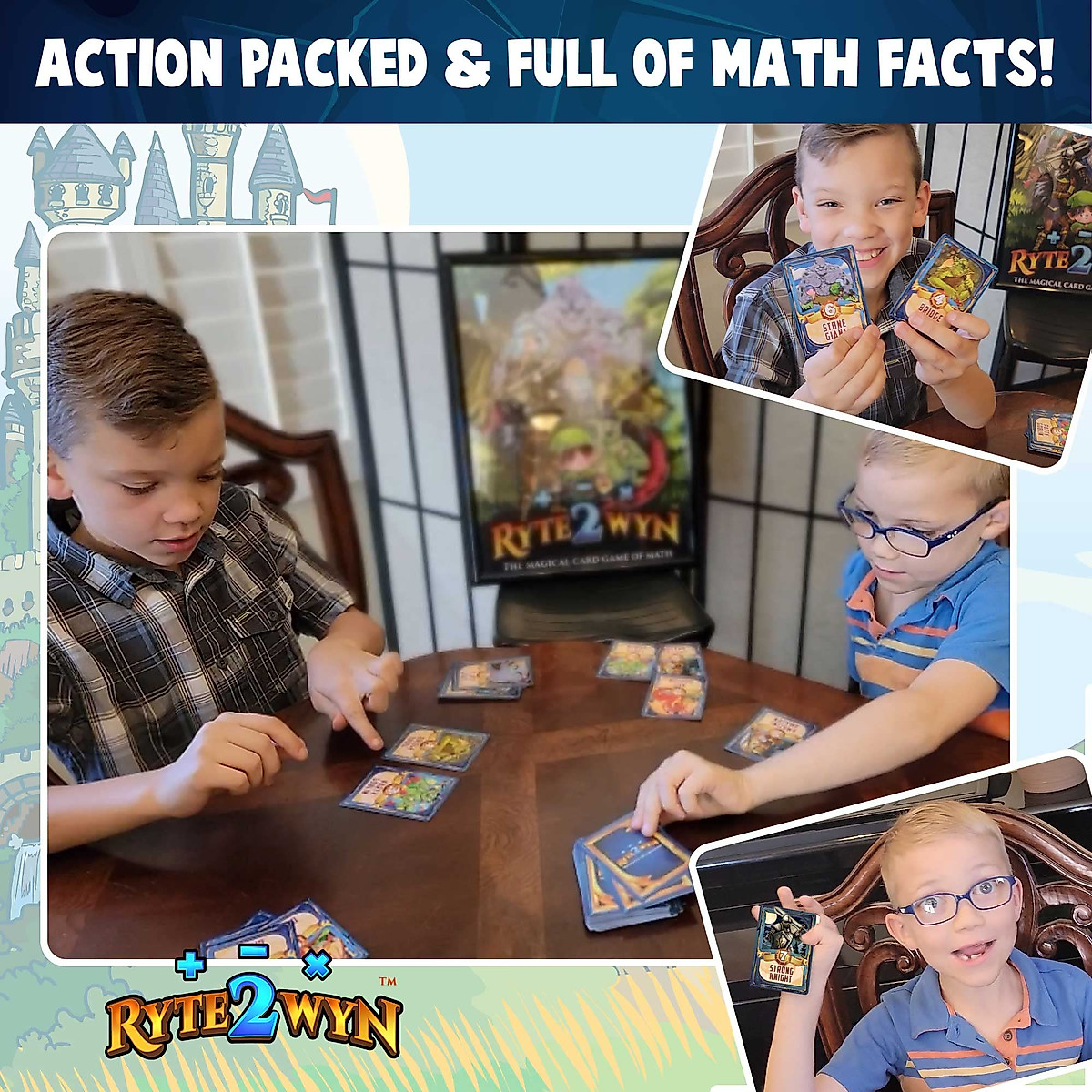 Wreathy Games Ryte2Wyn - The Magical Card Game of Math - Practice Every Addition, Subtraction and Multiplication Math Fact from 0-9 - Ages 5 & Up - Kindergarten, 1st, 2nd, 3rd, 4th & More