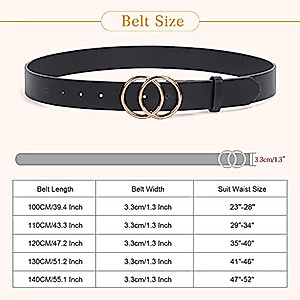SUOSDEY Women Leather Belt Fashion Double O-Ring Soft Faux Leather Waist Belts For Jeans Dress