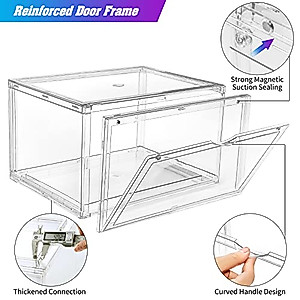 XGGJWW Shoe Storage Boxes 6 Pack x 25Qt Display Case with Magnetic Door, Clear Stackable Organizer Storage Bins for for Closet, Foldable Shoe Rack for Sneakers, High Heels, Boots