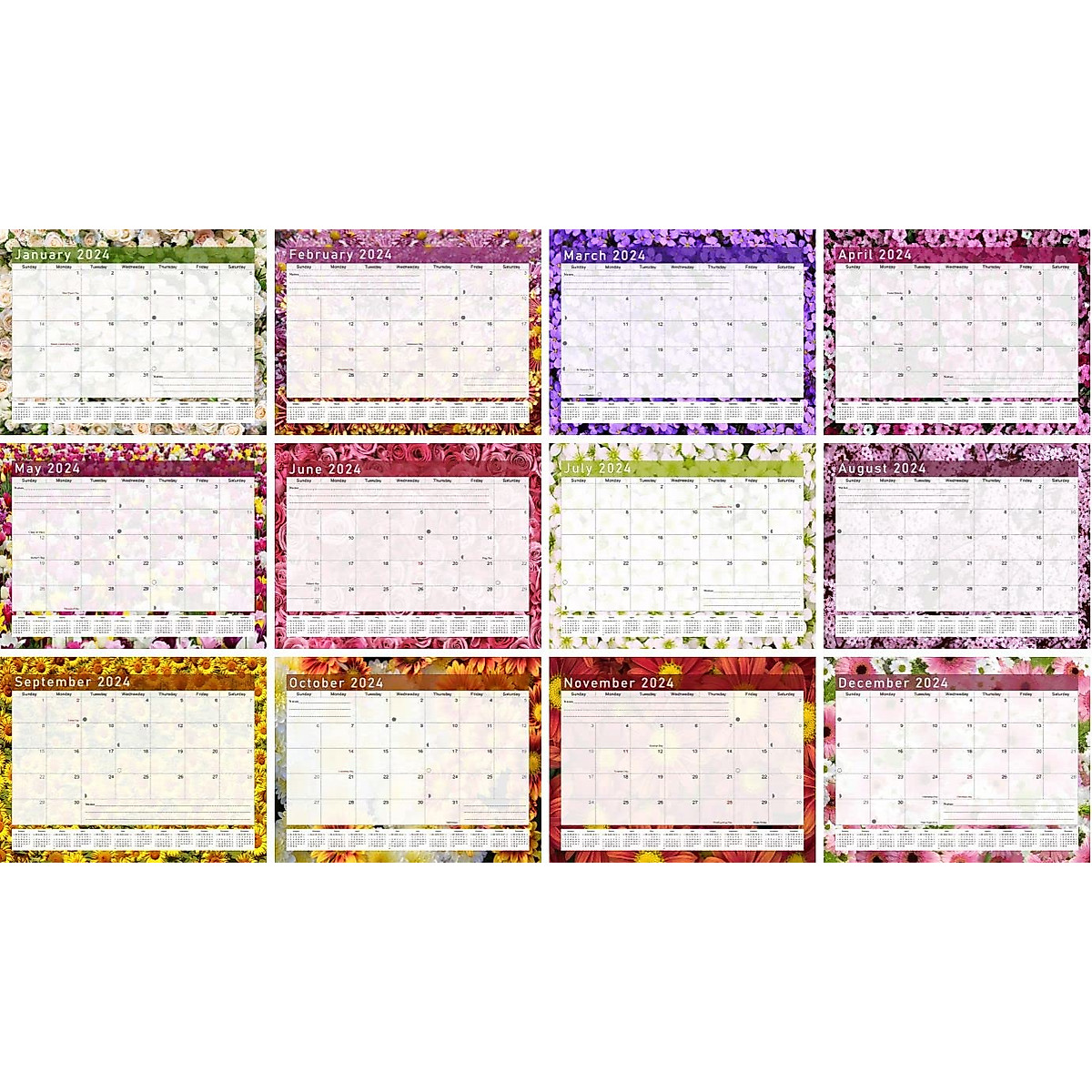 2024 Monthly Desktop/Wall Calendar/Planner - Habit Tracker - Daily, Weekly & Monthly Goal Motivational Habit Tracking Journal Inspirational - (Edition #023)