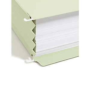 Smead FasTab Hanging Pocket with Full-Height Gusset, 3-1/2" Expansion, 1/3-Cut Built-in Tab, Legal Size, Moss, 9 per Box (64322)