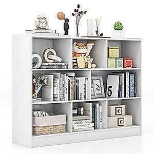 IFANNY 3 Tier Bookcase, Modern Bookshelf with 8 Storage Cubes, Wood Storage Cube Shelves, Small Bookshelves for Small Spaces, Book Shelf for Bedroom, Living Room, Home Office (White)