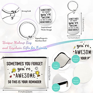 Sabary 12 Piece Employee Appreciation Gifts Set Wine Tumbler with Makeup Bags and Keychains Sometimes You Forget You're Awesome 12 oz Coffee Mugs Inspirational Gifts for Friends, Coworkers