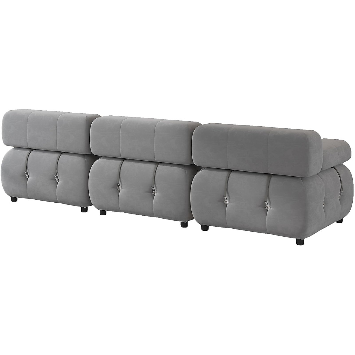 CECER 103" W Convertible Modular Sectional Sofa, L-Shaped Minimalist Velvet Sofas Couch, Luxury Modern 4-Seater Bubble Sofa with Ottoman for Living Room/Office/Apartment-Light Grey