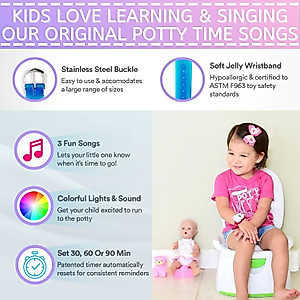 Potty Time: Pink Watch & Sticker Set | Water Resistant, Toilet Training Aid, Warranty Included. (Automatic Timers Plays Music & Flashing Lights for Fun Reminders), Pink + Savanna Sticker Chart Kit
