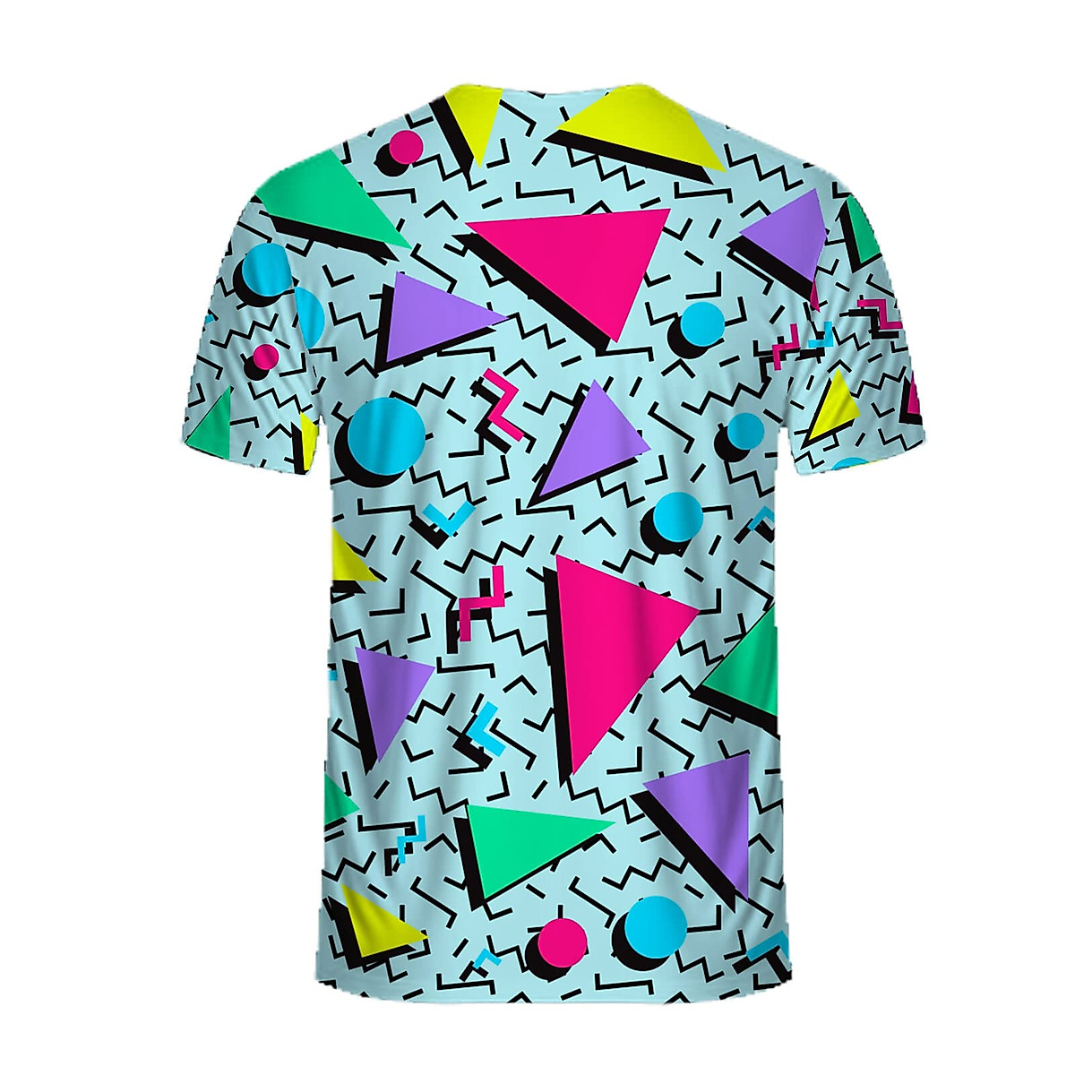 LESOCUSTOM 80s 90s Mens T Shirt Retro Big and Tall Short Sleeve Shirts Hip Hop Tee Funny Disco Outfit for Men, Memphis 3XL Blue