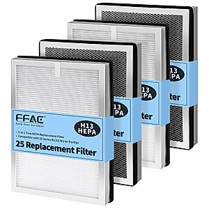 4 Pack Replacement Filter Compatible with MA-25 Air Purifier S1/W1/B1, 3-in-1 Filter System of Pre-Filter, Activated Carbon Filter and H13 True Hepa Filter