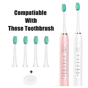 Auwish Electric Toothbrush Brush Head x 4 and Bottom Silicone Cover for Auwish Sonic Toothbrushes