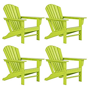 WO Outdoor Furniture Adirondack Chairs, Weather Resistant, Premium Quality HDPE Plastic for Patio, Garden, Backyard, etc, Lime Green