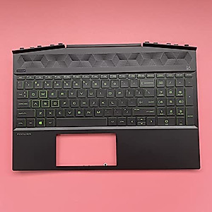 Replacement for HP Gaming Pavilion 15-DK 15-DK0126TX TPN-C141 Laptop Upper Case Palmrest Green Backlit Keyboard Assembly Part L57593-001 AP2K8000310