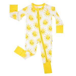 Little Sleepies Baby Pajama Unisex, Bamboo Viscose Zippy PJs, Sunshine, 3-6M