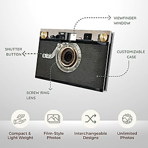 Paper Shoot Camera - 18MP Compact Digital Papershoot Camera Gift for Kid with Four Filters, 10 Sec Video & Timelapse - Includes: 32GB SD Card, 2 Effect Lens & Camera Case - Leather Black