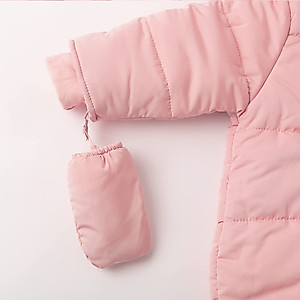 Simplee kids Baby Infant Boys Girls Snowsuit Winter Hooded Footed Warm Jumpsuit Outerwear with Gloves for 9-12 Months