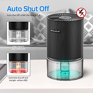 KIoudic Dehumidifier 2300 Cubic Feet (218 sq ft) Mini Dehumidifier for Damp Portable and Ultra Quiet Small Dehumidifier With Visual Water Tank for Basements, Home, Bedroom, Wardrobe Use