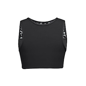 Tempt Me Women Black High Neck Bikini Top Swim Crop Top Tie Knot Front Lace Swimsuit Top Only XXL