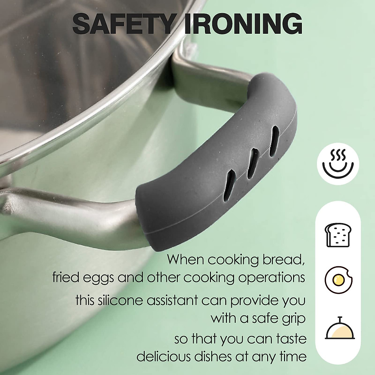 6 Pack Heat Resistant Silicone Pot Handle Covers - Universal Fit for Pots, Pans, and Skillets - Non-Slip Grip, Protects Hands from Hot Handles