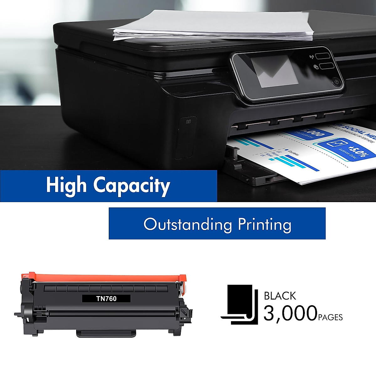 TN760 TN-760 TN730 Toner Cartridge: 2 Pack High Yield Black Compatible TN 760 TN-730 Toner Cartridge for MFC-L2710DW HL-L2395DW DCP-L2550DW HL-L2350DW MFC-L2750DW HL-L2395DW Printer