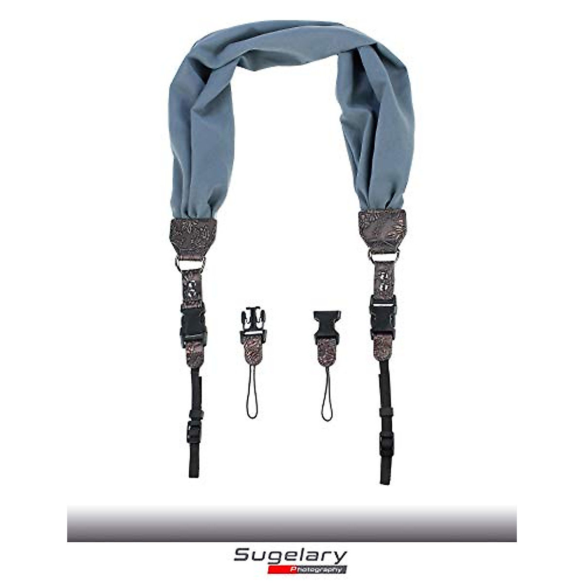 Sugelary Camera Shoulder Neck Strap, Vintage Fabric Satin Scarf Camera Strap for All DSLR Camera Nikon Canon Sony Pentax (Grey)