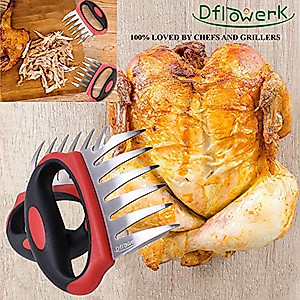 DflowerK Meat Shredding Claws Stainless Steel Shredder Claws BBQ Meat Forks, Perfect for Shredding Handing Pulling Pork Chicken Beef Turkey