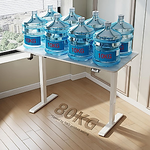 RRTECHFORU Electric Standing Desk, Adjustable Height Stand up Desk, Sit Stand Home Office Desk with Splice Board (White, 48")