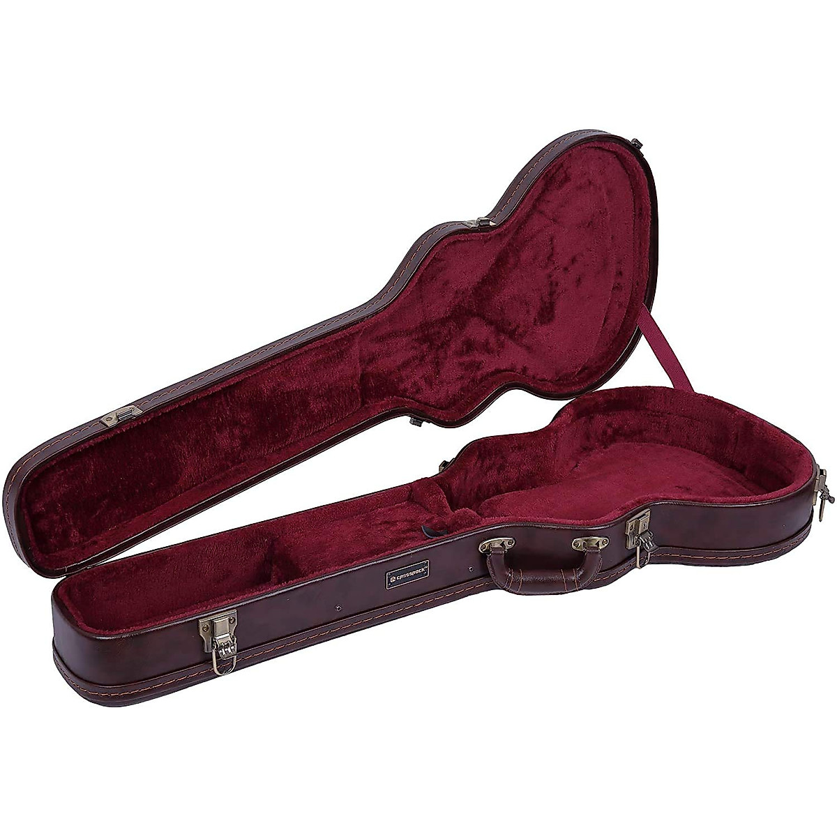 Crossrock Hardshell Arch Top Wood Case fits Les Paul Electric Guitars-Brown(CRW620LBR)