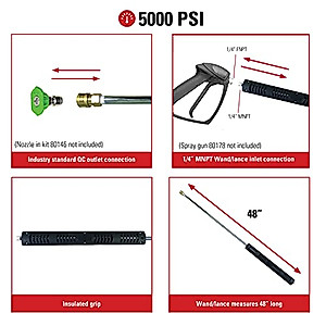 Simpson Cleaning 80179 Universal 48-Inch Insulated Pressure Washer Wand for Hot and Cold Water use up to 5000 PSI