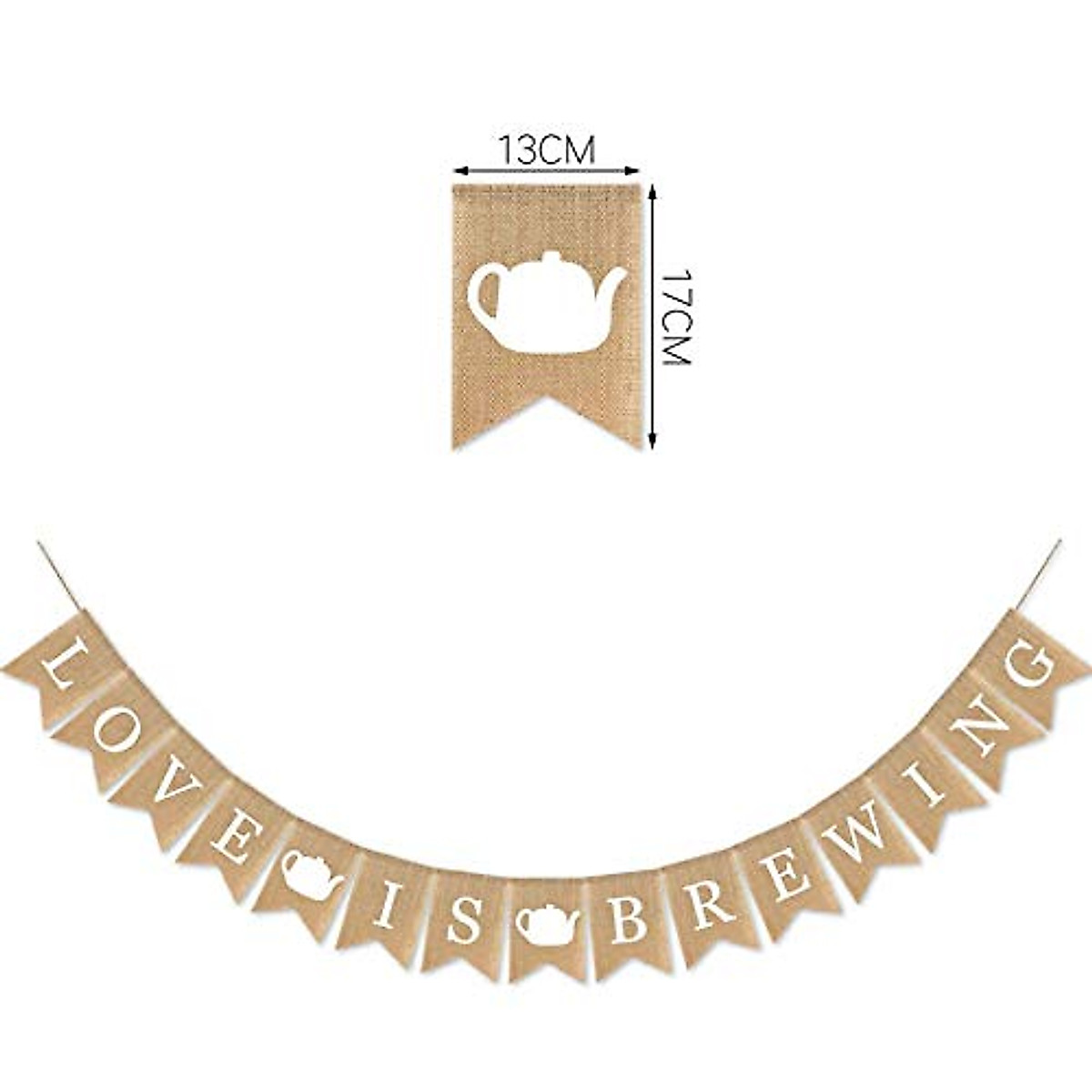 SWYOUN Burlap Love is Brewing Banner Tea Coffee Themed Bar Bridal Shower Supplies Wedding Engagement Party Garland Decoration