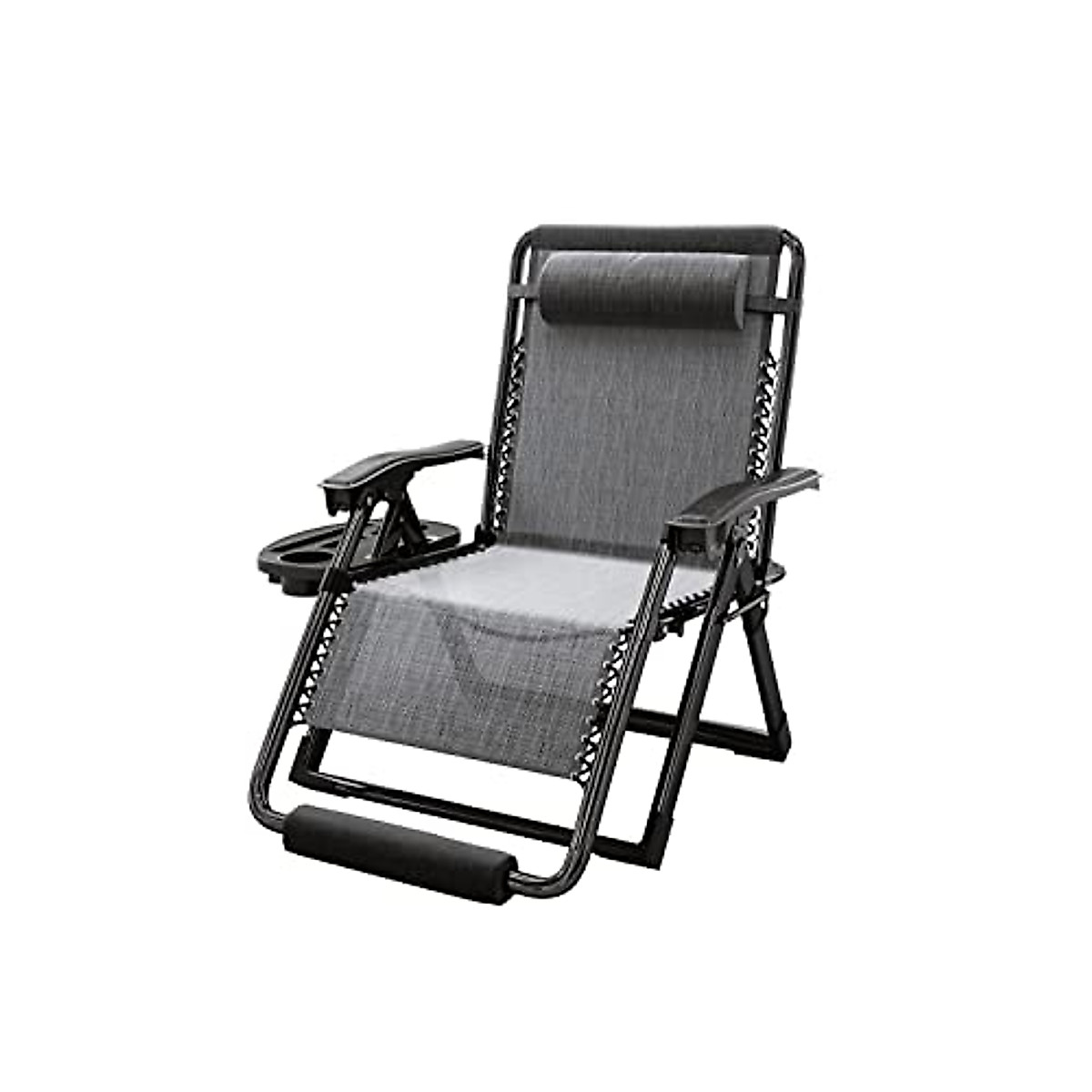 Ezcheer Oversized Zero Gravity Recliner with Cushion, Support 400lbs Outdoor Lawn Patio Lounge Chair, Folding Beach Camping Chair with Cup Holder