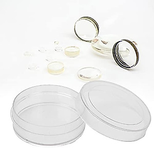 Buachois 50Pcs Plastic Round Transparent Storage Box Stackable Cylindrical Watch Parts Beads Container with Lid Crafts Hardware Jewelry Organizer Display Case