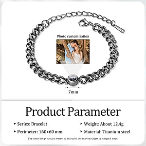 LoraPetid Custom Bracelets with Picture inside Personalized Photo Projection Bracelets for Women Men Anniversary Memorial Gifts for Couples Boyfriends Girlfriend