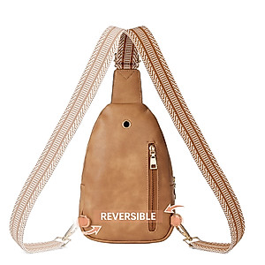 BOSTANTEN Small Sling Bag for Women Leather Crossbody Bags Fanny Pack Chest Bag for Travel, Camel Brown