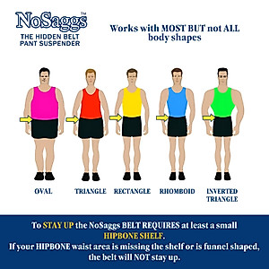 NoSaggs Hidden BELT Pant Suspender for Men – Keep Pants Up Without Suspenders – L-XXL 35-46" Waist