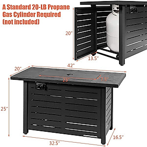 HAPPYGRILL 42" Fire Pit Table Propane Gas Fire Table with Lid, 60,000 BTU Gas Burner Stove Fire Table for Outdoor Patio Backyard
