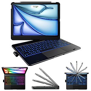 typecase Touch Keyboard Case for iPad Air 11-inch (2024 M2) & iPad Pro 11(4th/3rd/2nd/1st Gen):Multi-Touch Trackpad & 11 Colors Backlight & 360°Rotatable,Thin & Light for iPad Air 5th & 4th Gen,Black