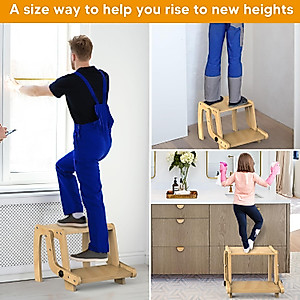 Toddler Step Stool, Wooden Folding Toddler Step Stool, Two Step Kids Step Stool, Transformable Toddler Chair Kitchen Step Stool, Foldable Toddler Step Stool for Bathroom Sink, Small Toddler Step Stool