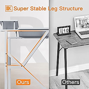 ODK Small Computer Desk, 27.5 inch Desk for Small Spaces with Storage, Compact Table with Monitor & Storage Shelves for Home Office, Modern Style Laptop Desk, Pure White