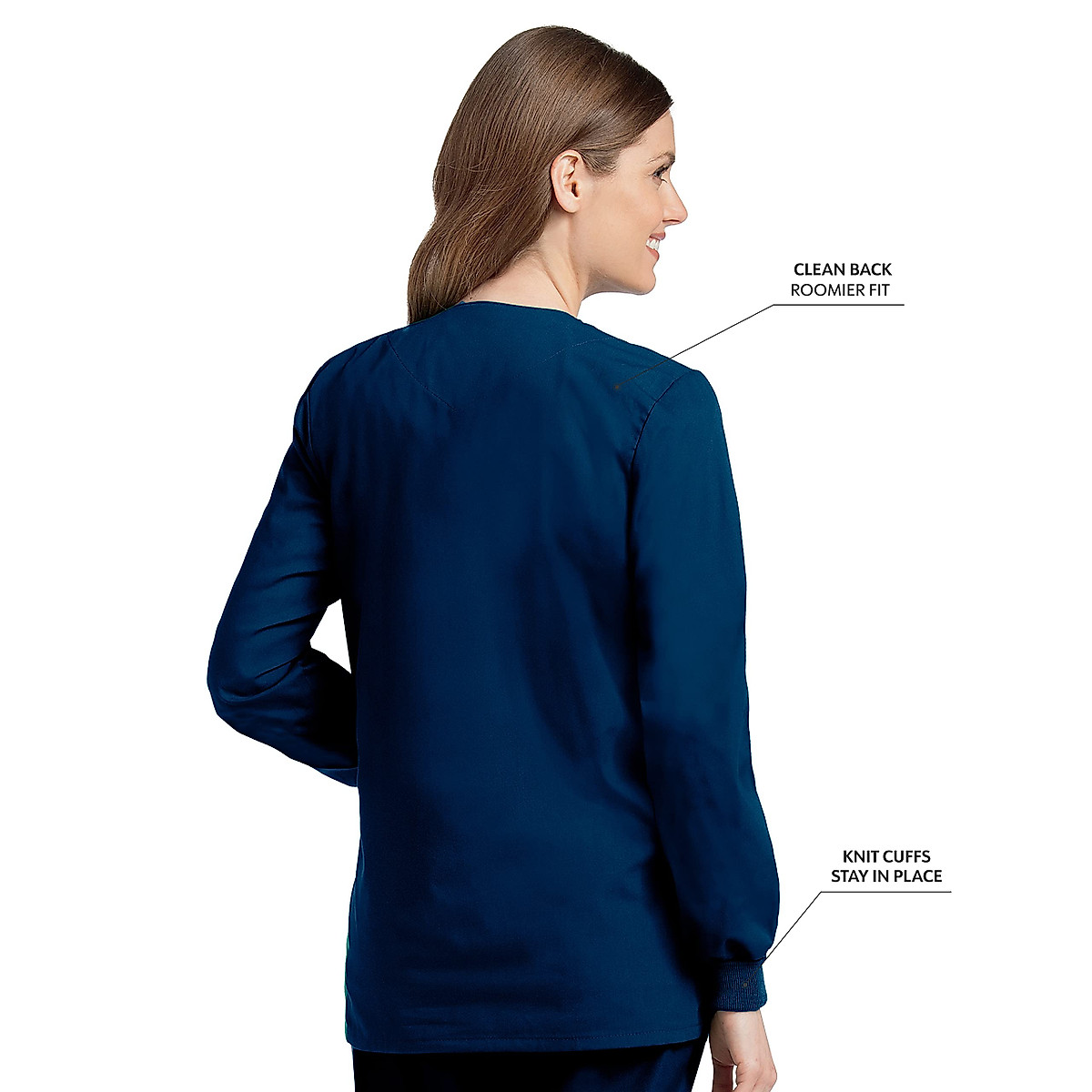 Landau Essentials Relaxed Fit 4-Pocket Snap-Front Scrub Jacket for Women 7525