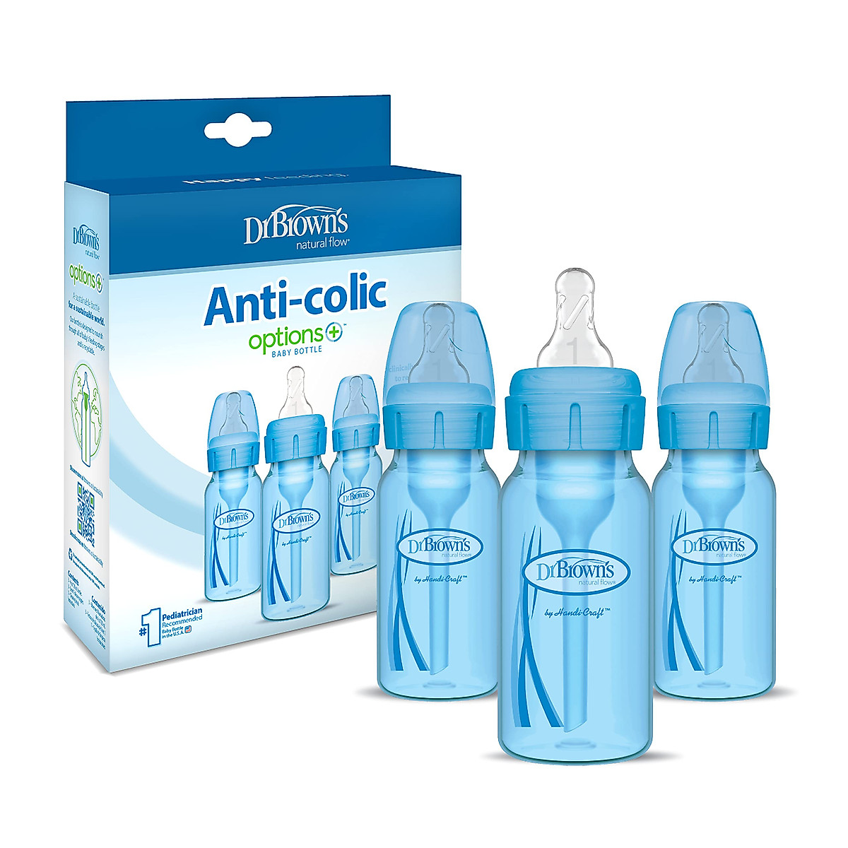 Dr. Brown's BPA Free 6 Pack Decorated Options Bottles - Clear and Blue