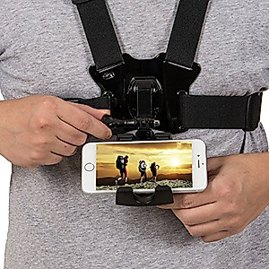 Coreal Mobile Phone Chest Mount Harness Strap Holder Cell Phone Clip Action Camera POV for Samsung iPhone Plus etc
