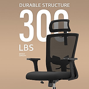 Ergonomic Office Chair, Large Tall Office Chair High Back, Adjustable Headrest with 2D Armrest, Lumbar Support, Swivel Computer Task Chair for Office, Tilt Function
