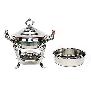 Shabu-Shabu Chafing Dish Stainless Steel Round Hot Pot Food Warmers Food Trays for Party Buffet Soup Pot Cookware with Alcohol Stove