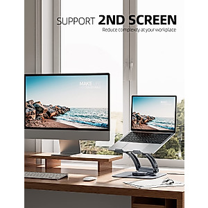 Nulaxy 360 Rotating Laptop Stand for Desk, Laptop Riser Adjustable Height and Angle, Foldable and Portable Travel Laptop Stand, Holds up to 22lbs, Fits All MacBook, Laptops