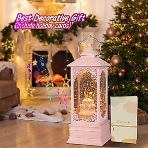 VITAKEO-[360° Rotation Birthday Cake Rotation Music Lamp Present LED Lights (11.4" x 4.13") for Women Present Mom Daughter Daughter Granddaughter Christmas Decoration Birthday Present-Pink