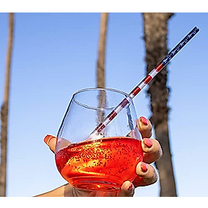 Lithos Outfitters, Old Glory Straws 20-Pack Red White Blue American Flag Reusable BPA-Free Plastic Drinking Straws